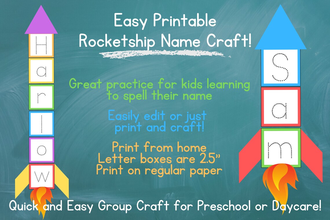 Rocketship Name Craft Preschool Outer Space Theme Large Group Craft ...