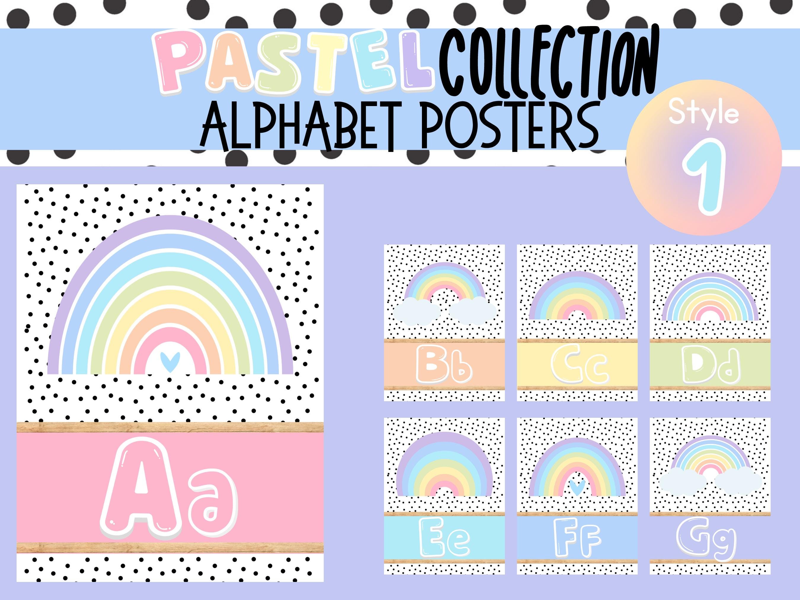 Rainbow Pastel Alphabet Posters | Preschool, Daycare, Childcare Center ...