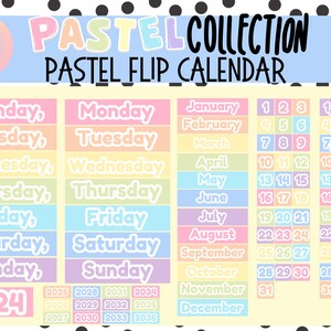 Pastel Flip Calendar | Printable Desk Calendar | Rainbow & Solid Pastel ...