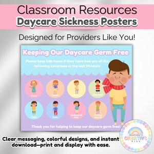 Daycare Sickness Posters | Sick Policy Posters to Help Keep Your Space ...