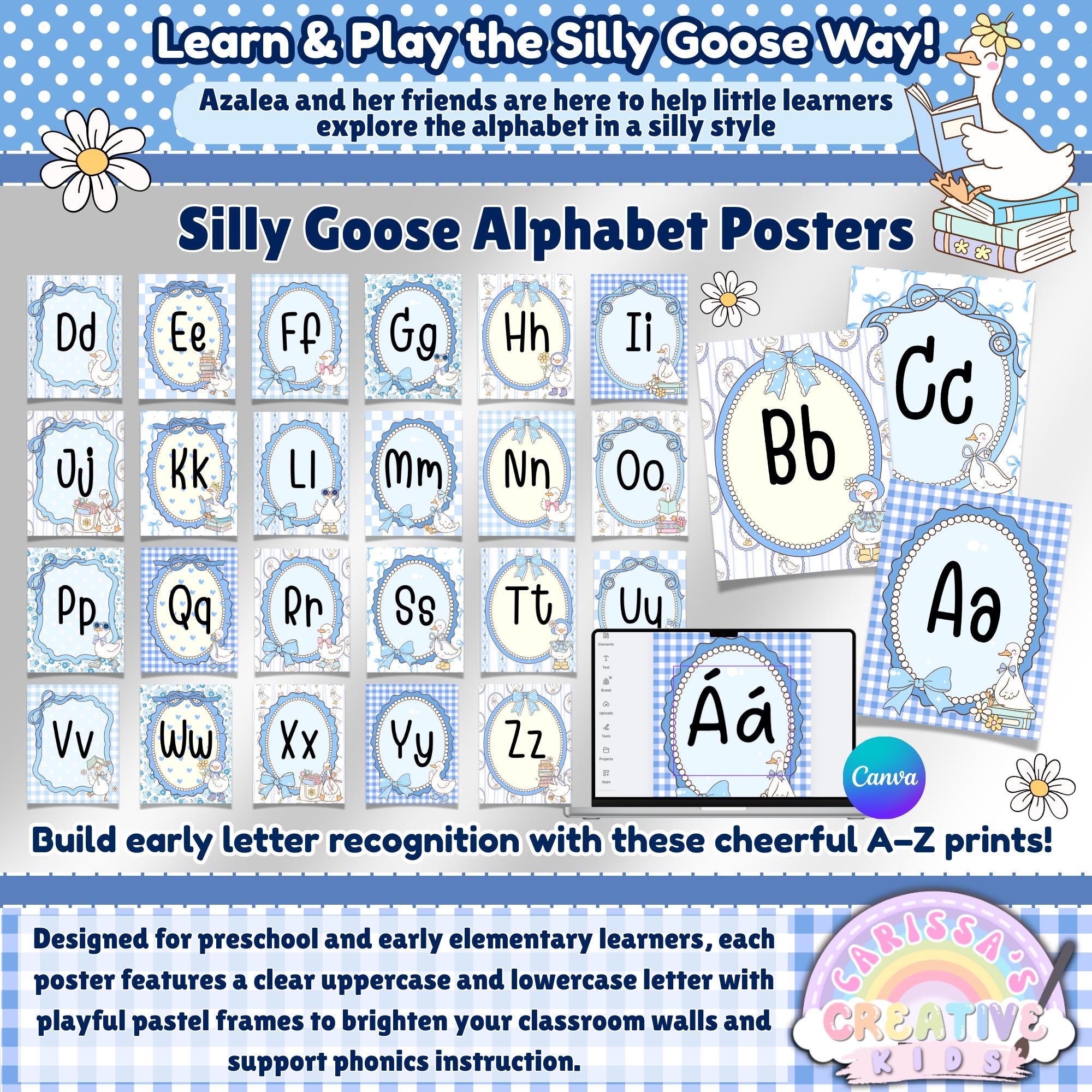 Silly Goose Classroom Decor Bundle | Alphabet Posters, Math Charts ...