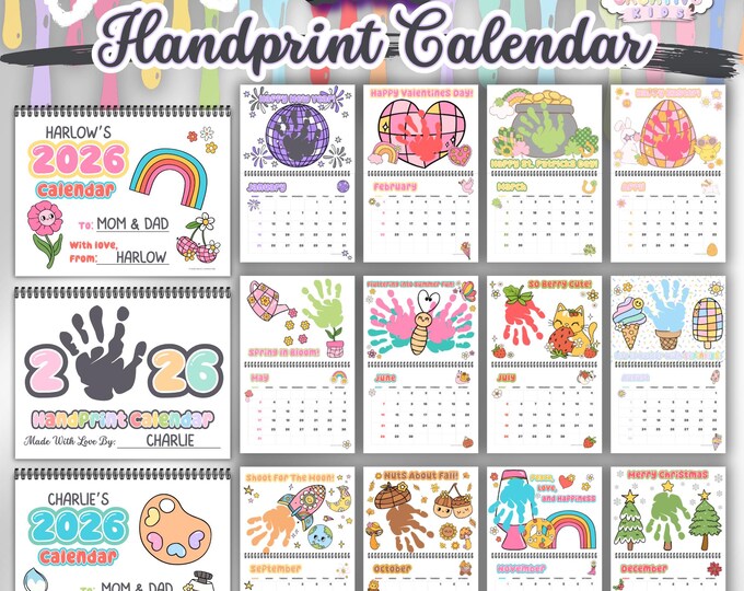2026 Handprint Calendar, DIY Handprint Art for Kids, Preschool ...
