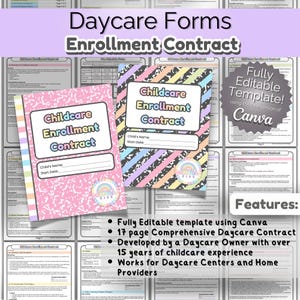 Daycare Forms | Daycare Contract for Childcare Centers and in Home ...