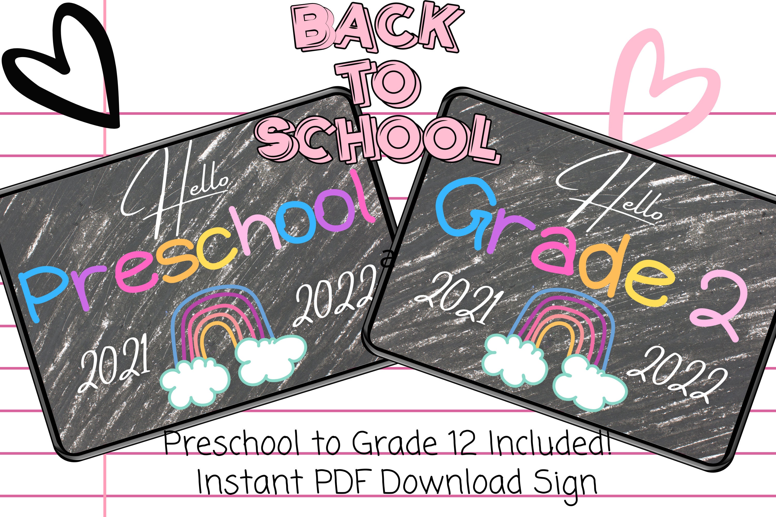 Back to School Printable Signs for 2021 First Day of School - Etsy Canada
