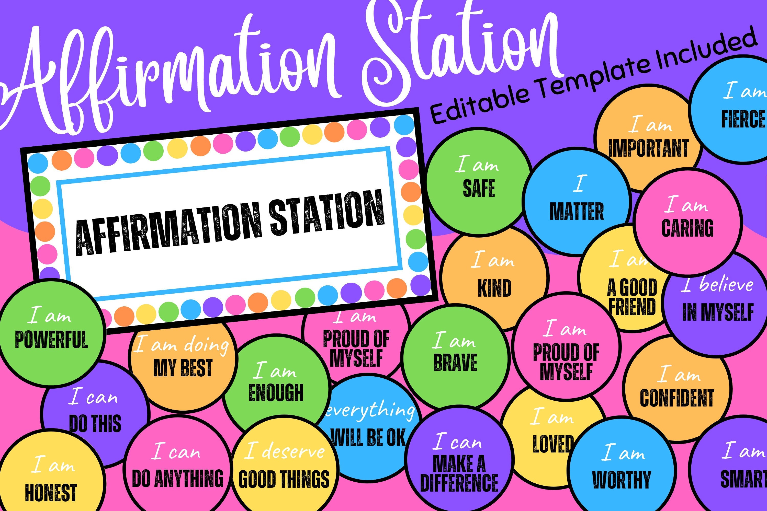 Affirmation Station Classroom Decor Daycare Printable Preschool ...