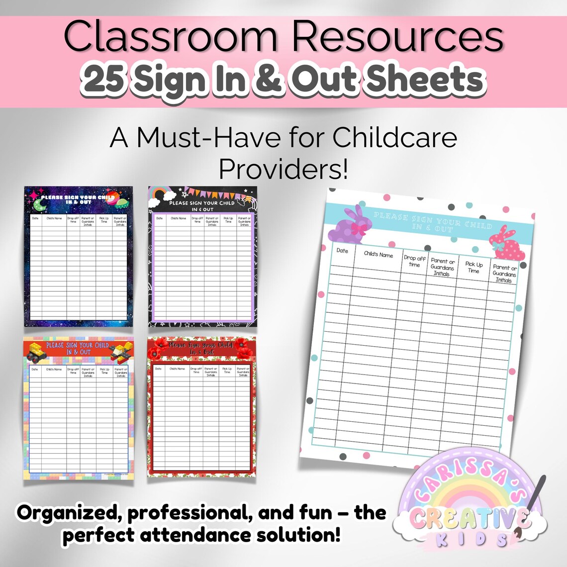 25 Printable Sign in and Out Sheets for Childcare | Daycare Sign in ...