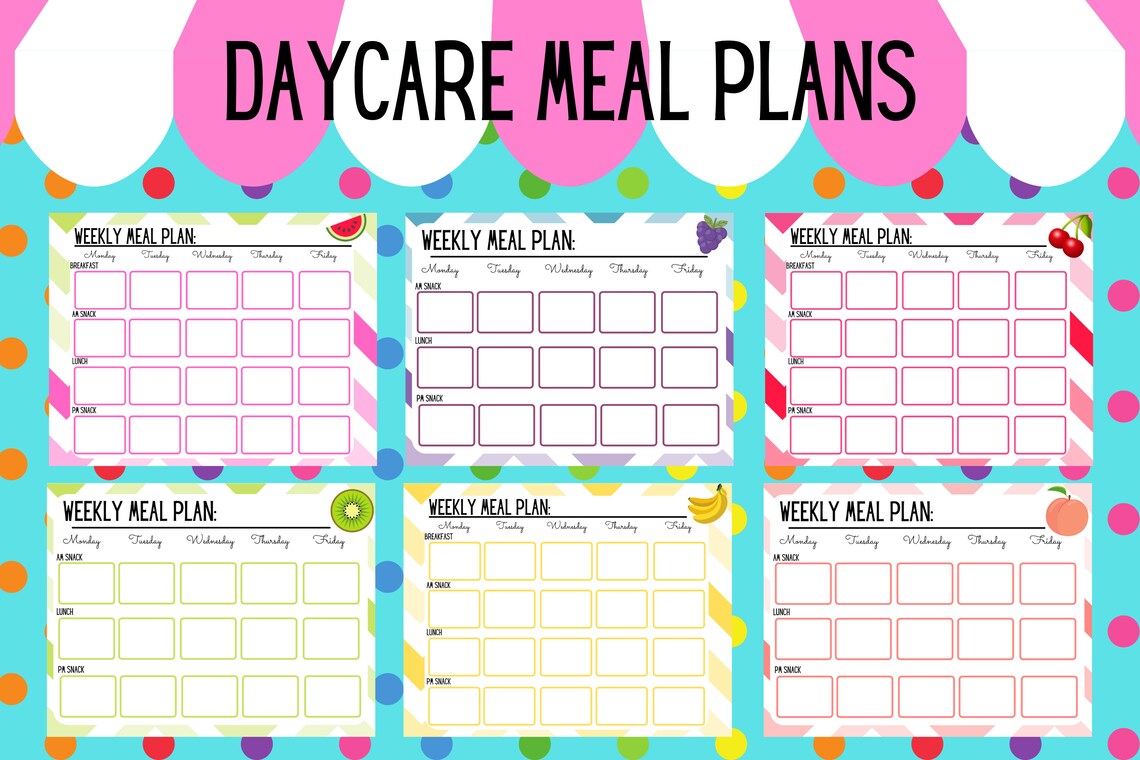 Editable Daycare Meal Planner Childcare Menu Planner Home - Etsy