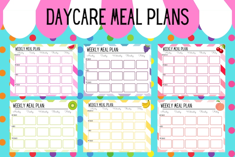 Editable Daycare Meal Planner Childcare Menu Planner Home - Etsy