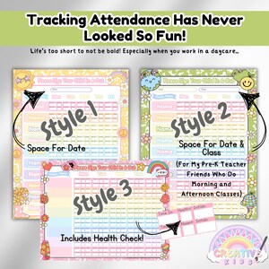 Daycare Sign in Sheets | Child Attendance Sign in and Out | Club Sign ...