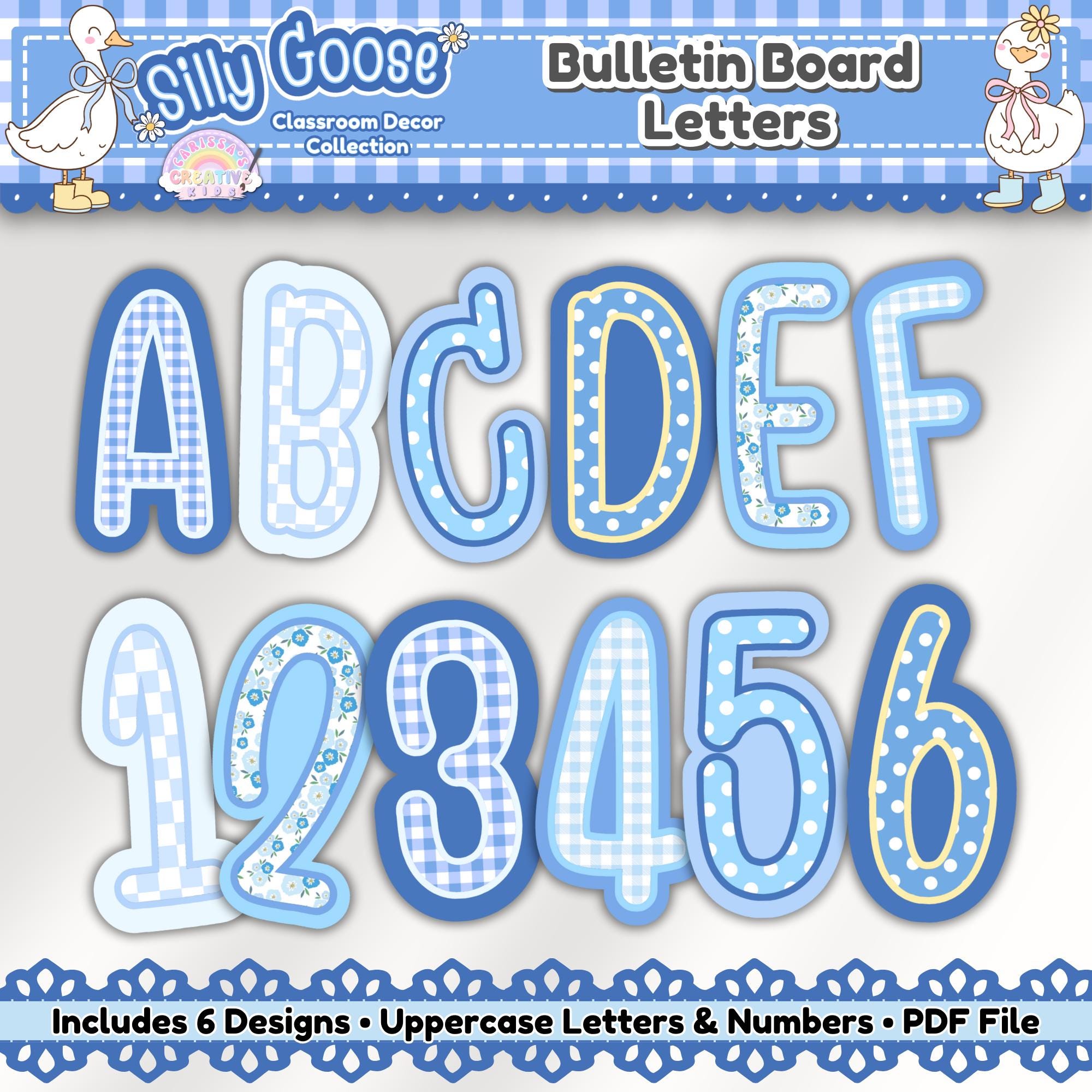 Bulletin Board Letters & Numbers | Silly Goose Classroom Decor Theme ...