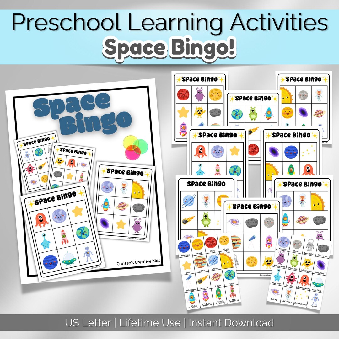 Preschool Outer Space Bingo Game! Practice Fine Motor Skills in a ...