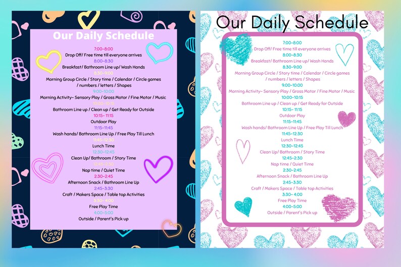 Daily Daycare Schedules PDF Printable as Well as PDF Fill and Print 3 ...