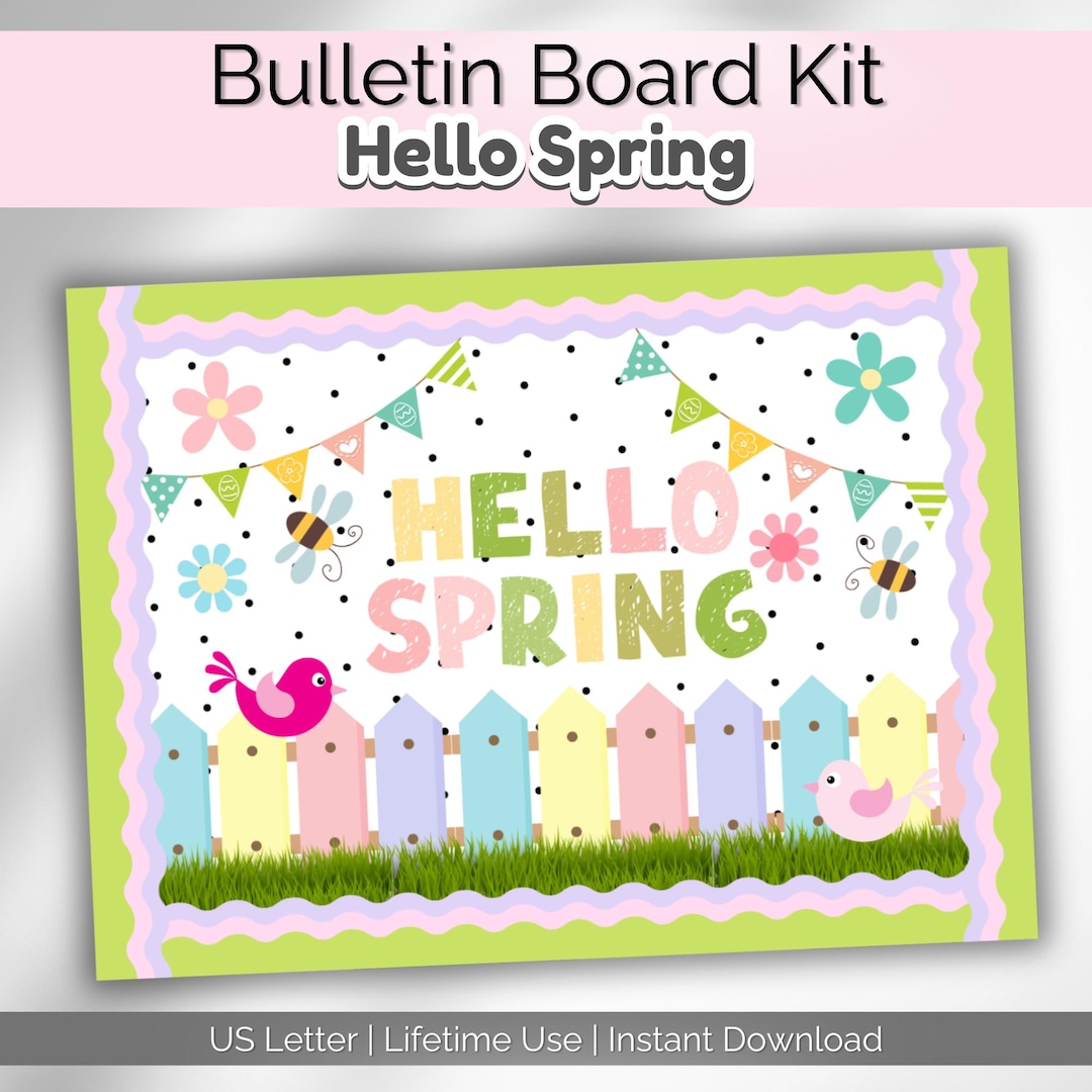 Hello Spring Bulletin Board Kit | Preschool Classroom Decor | Daycare ...