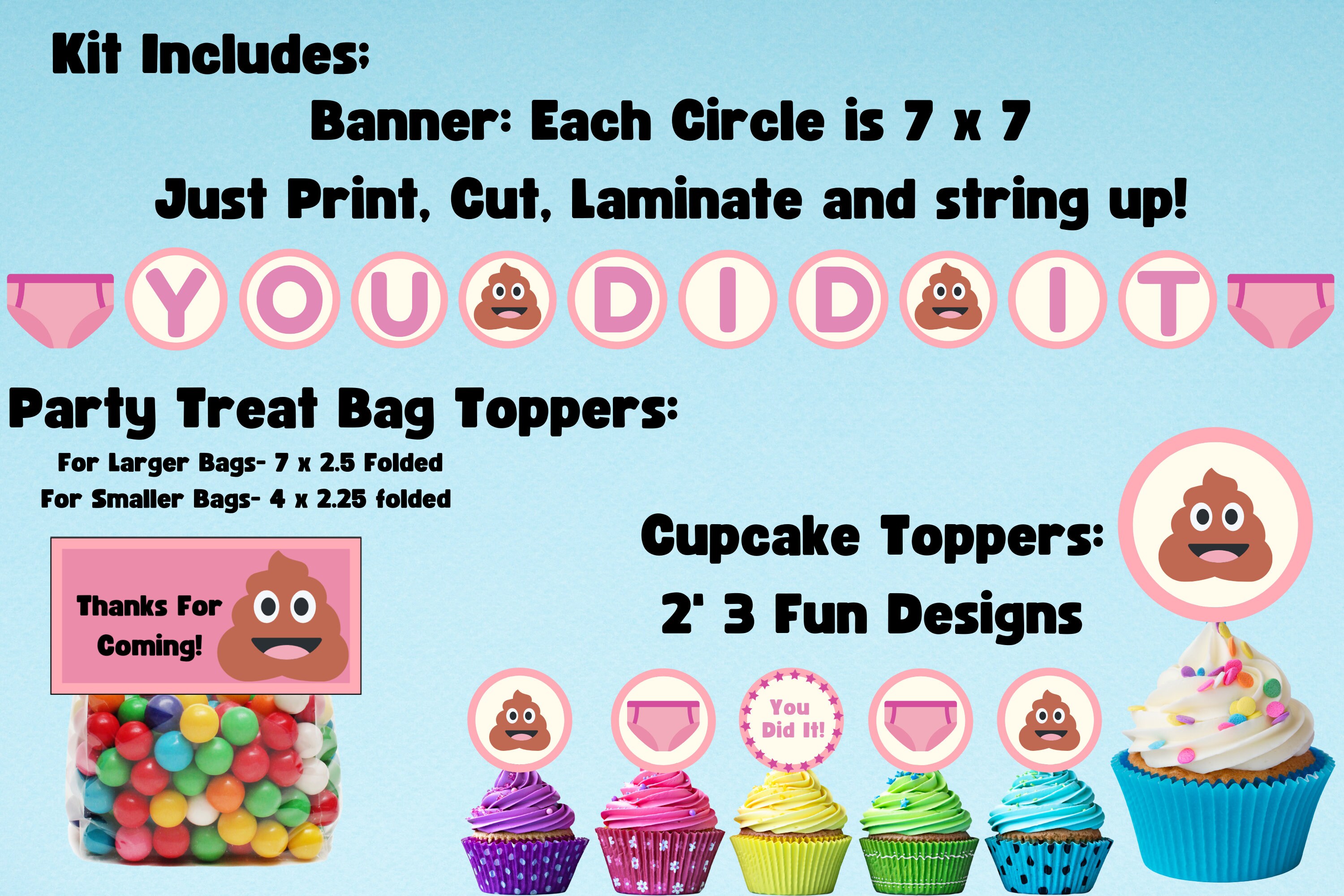 Potty Trained Party Kit Potty Party Potty Training Success Celebrate ...