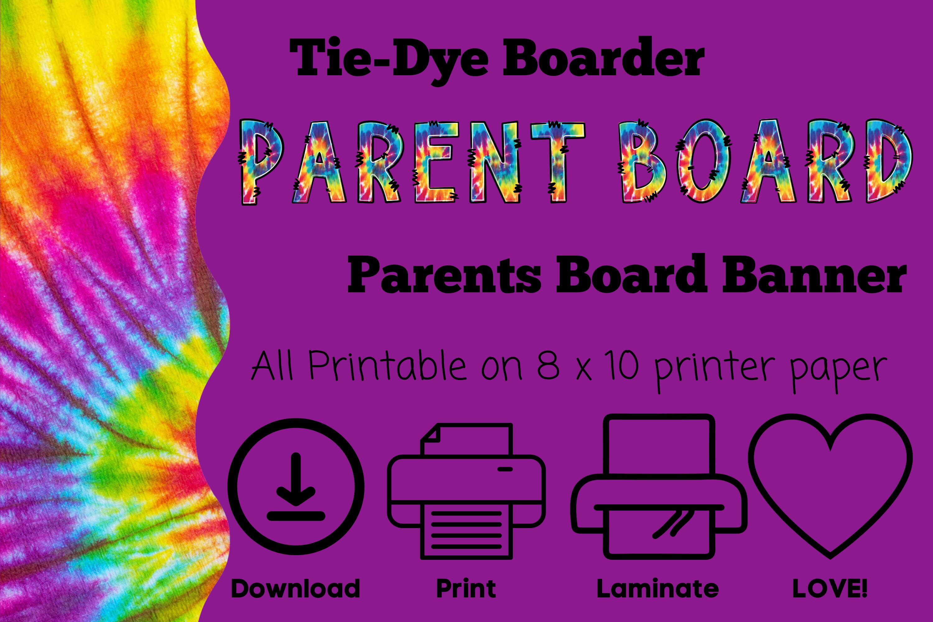 Tie Dye Daycare/ Preschool Bulletin Board Template Parents - Etsy
