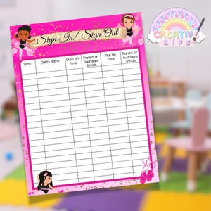 20 Printable Daycare Sign in Sheets | Daycare Sign in Forms | Preschool ...