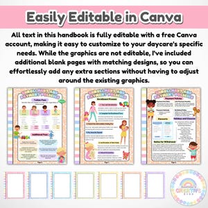Daycare Forms- Editable Parent Handbook Template | Childcare Policies ...
