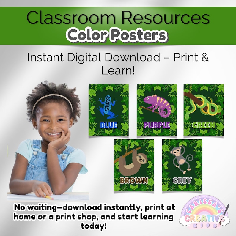 Preschool Rainforest Jungle Color Posters | Jungle Classroom Theme ...