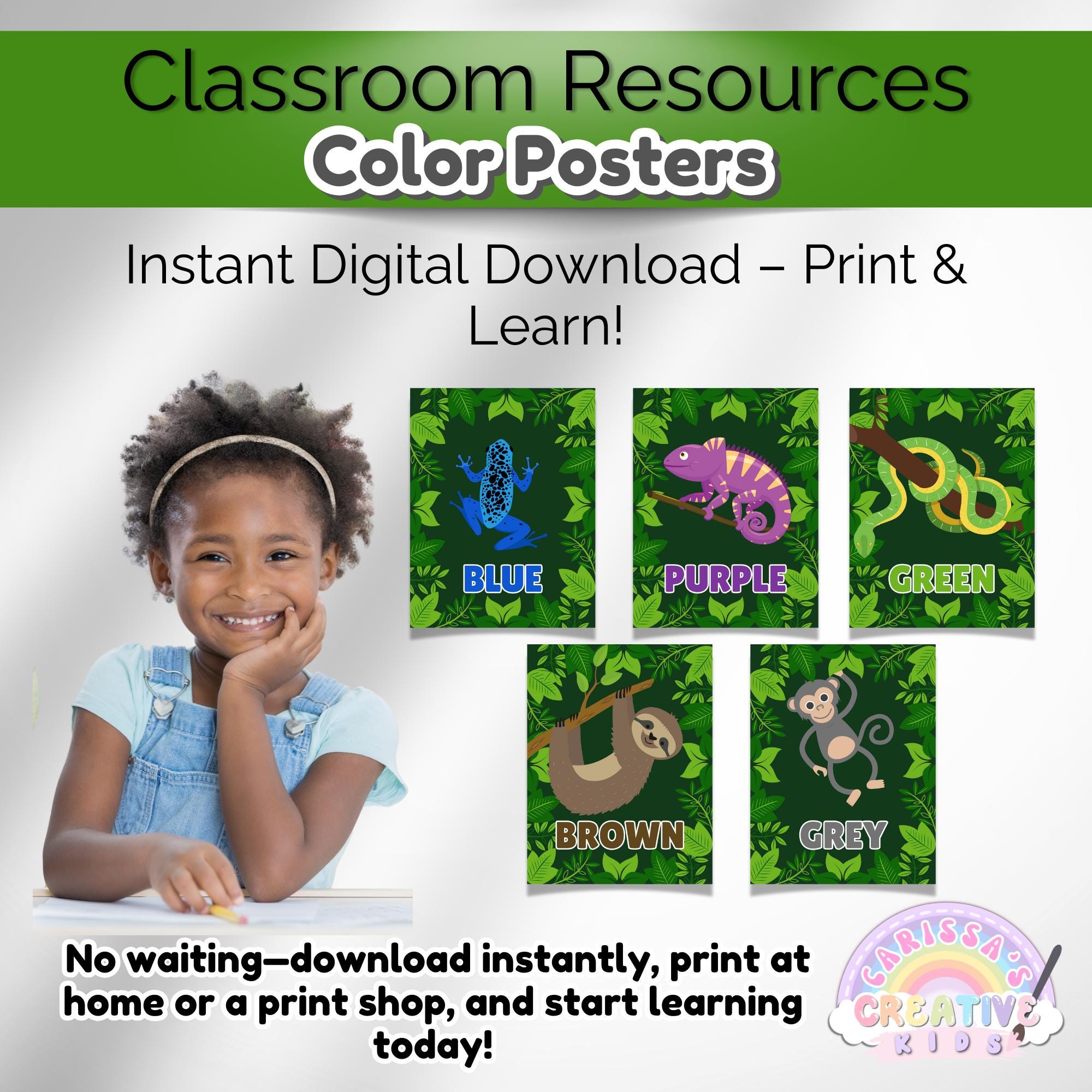 Preschool Rainforest Jungle Color Posters | Jungle Classroom Theme ...