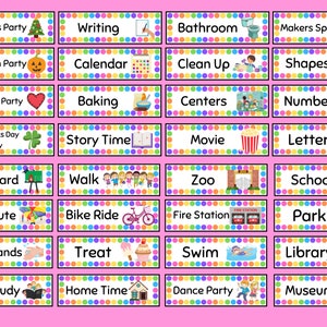 Rainbow Dot Visual Schedule Cards for Preschool & Daycare | Editable ...