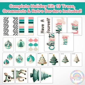 Vintage Christmas Bulletin Board Kit Retro Inspired Classroom Decor ...