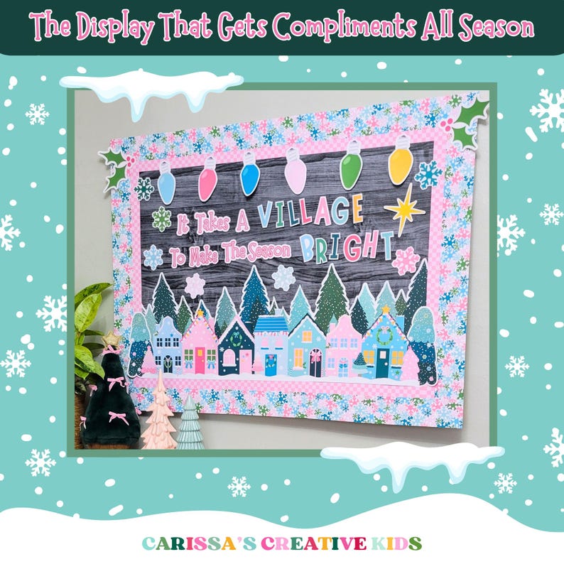Christmas Village Bulletin Board Kit | Printable Classroom Decor ...
