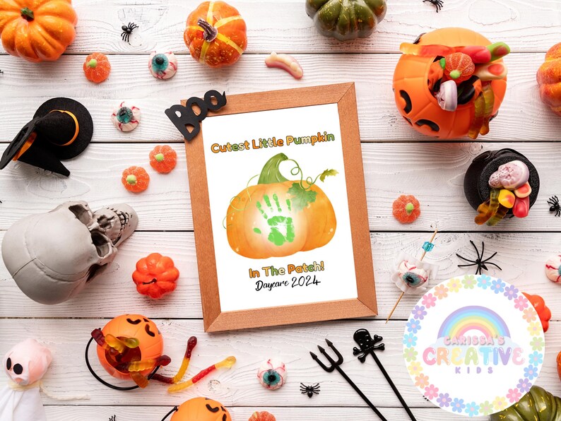 Pumpkin Handprint Art Printable, Pumpkin Printable, Fall Art Print ...