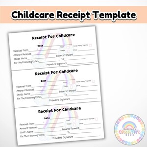 Daycare Forms- Editable Receipt Template | Daycare Tax Receipts ...