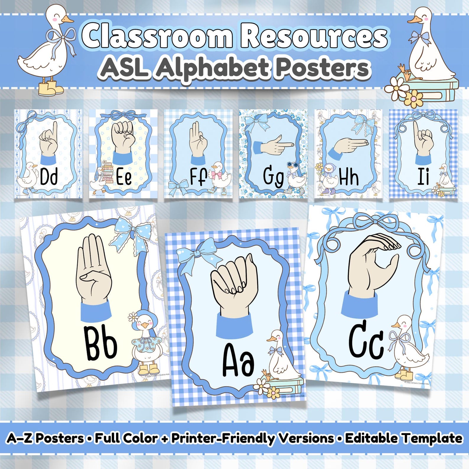 ASL Alphabet Posters for Classroom Decor | American Sign Language Decor ...