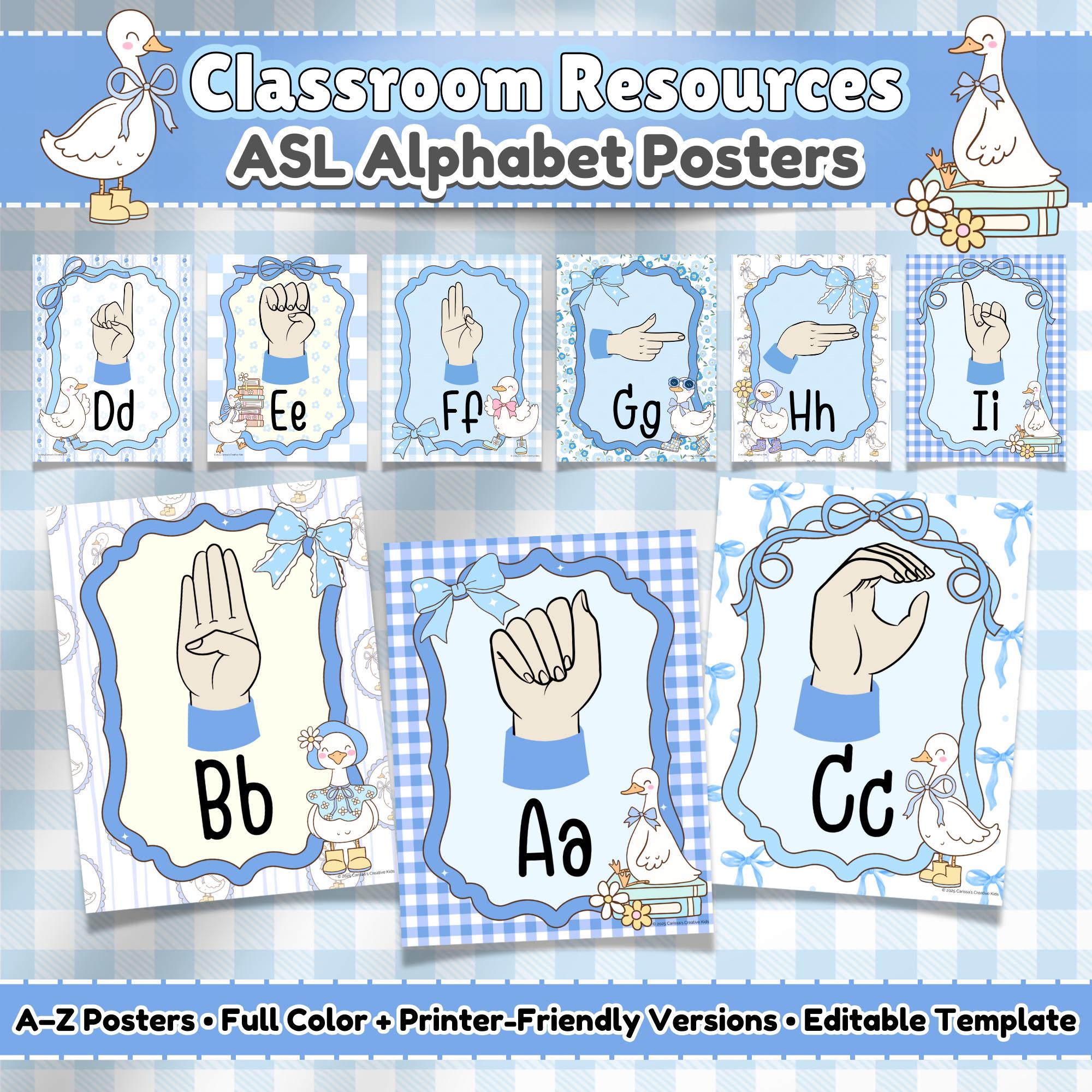ASL Alphabet Posters for Classroom Decor | American Sign Language Decor ...