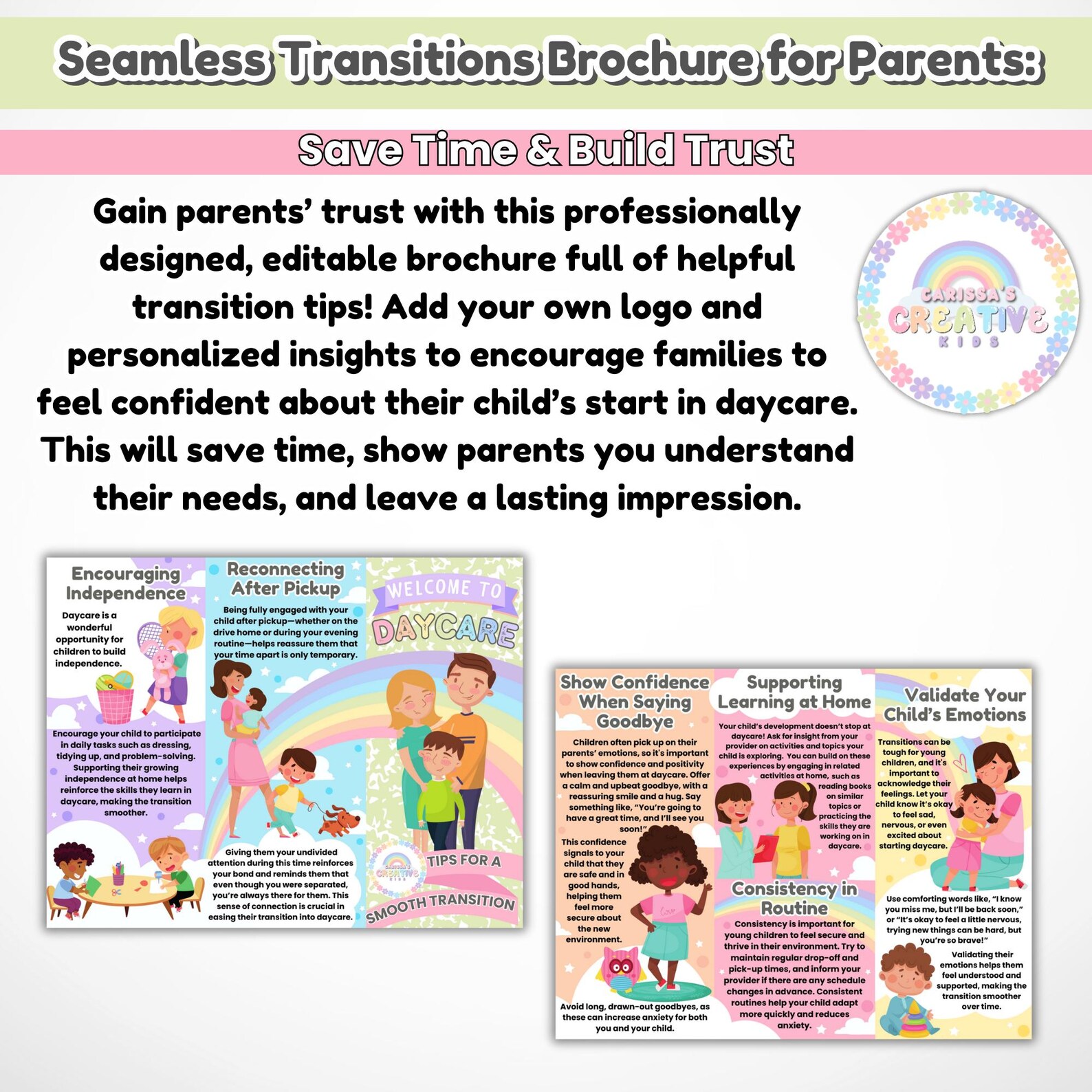 Daycare Essentials Editable Brochure Template With Tips and Tricks for ...