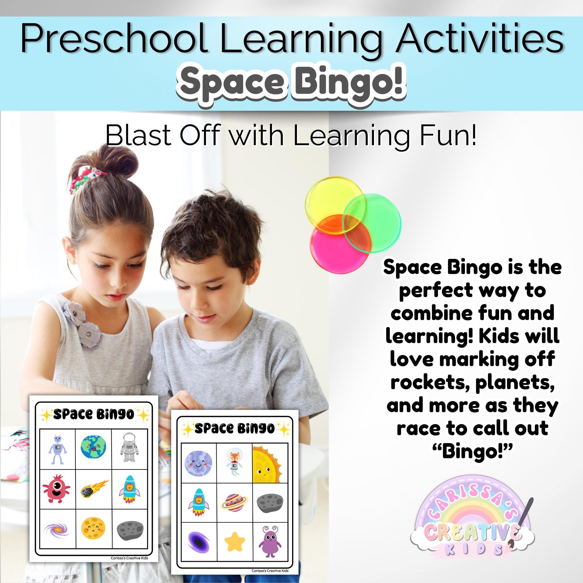Preschool Outer Space Bingo Game! Practice Fine Motor Skills in a ...