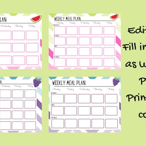 Editable Daycare Meal Planner | Childcare Menu Planner | Home Daycare ...