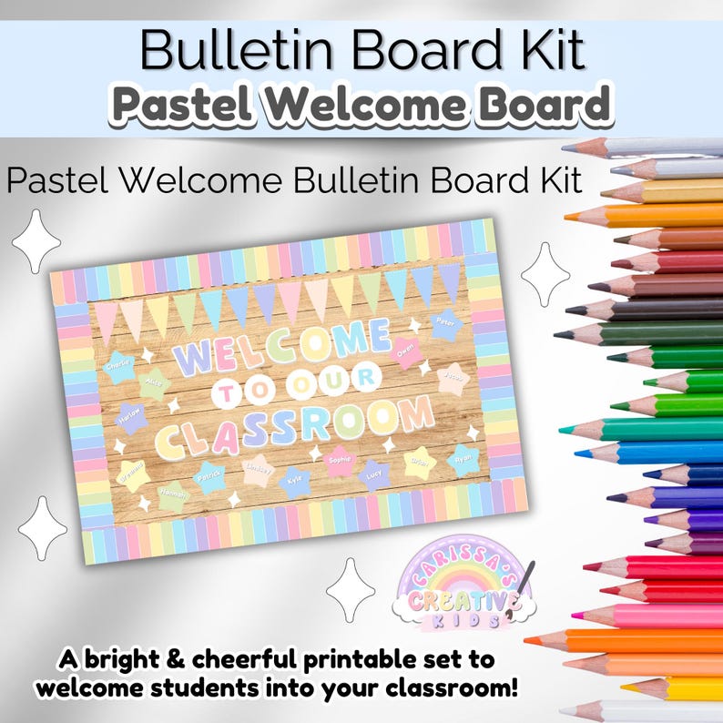 Rainbow Pastel Classroom Bulletin Board Kit | Back to School Classroom ...