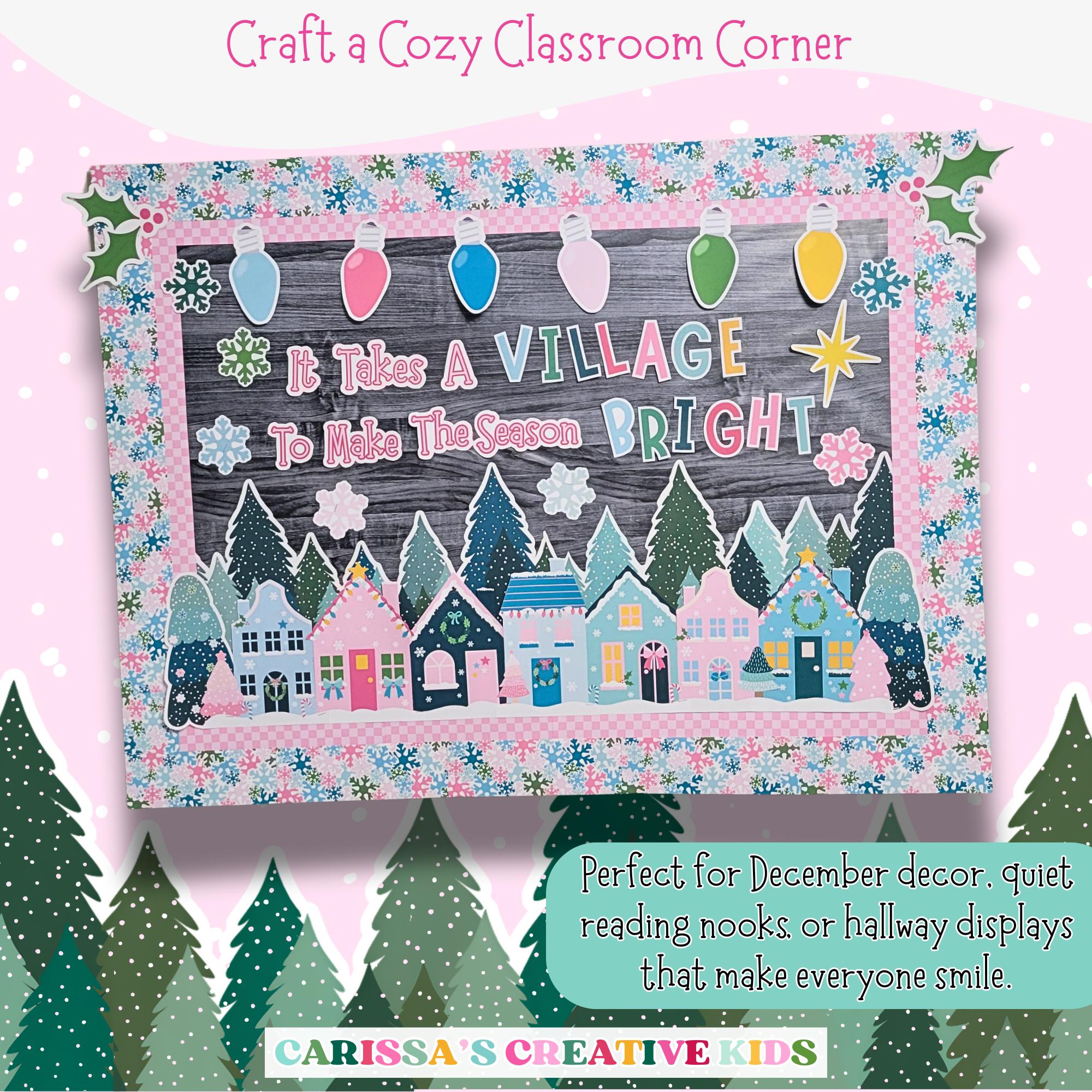 Christmas Village Bulletin Board Kit | Printable Classroom Decor ...
