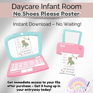 Daycare Infant Classroom Boho Entryway Printable No Shoes Poster ...