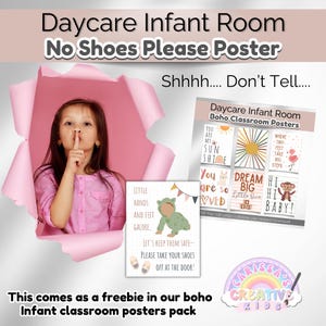 Daycare Infant Classroom Boho Entryway Printable No Shoes Poster ...