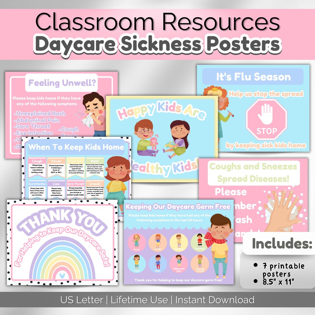 Daycare Sickness Posters | Sick Policy Posters to Help Keep Your Space ...