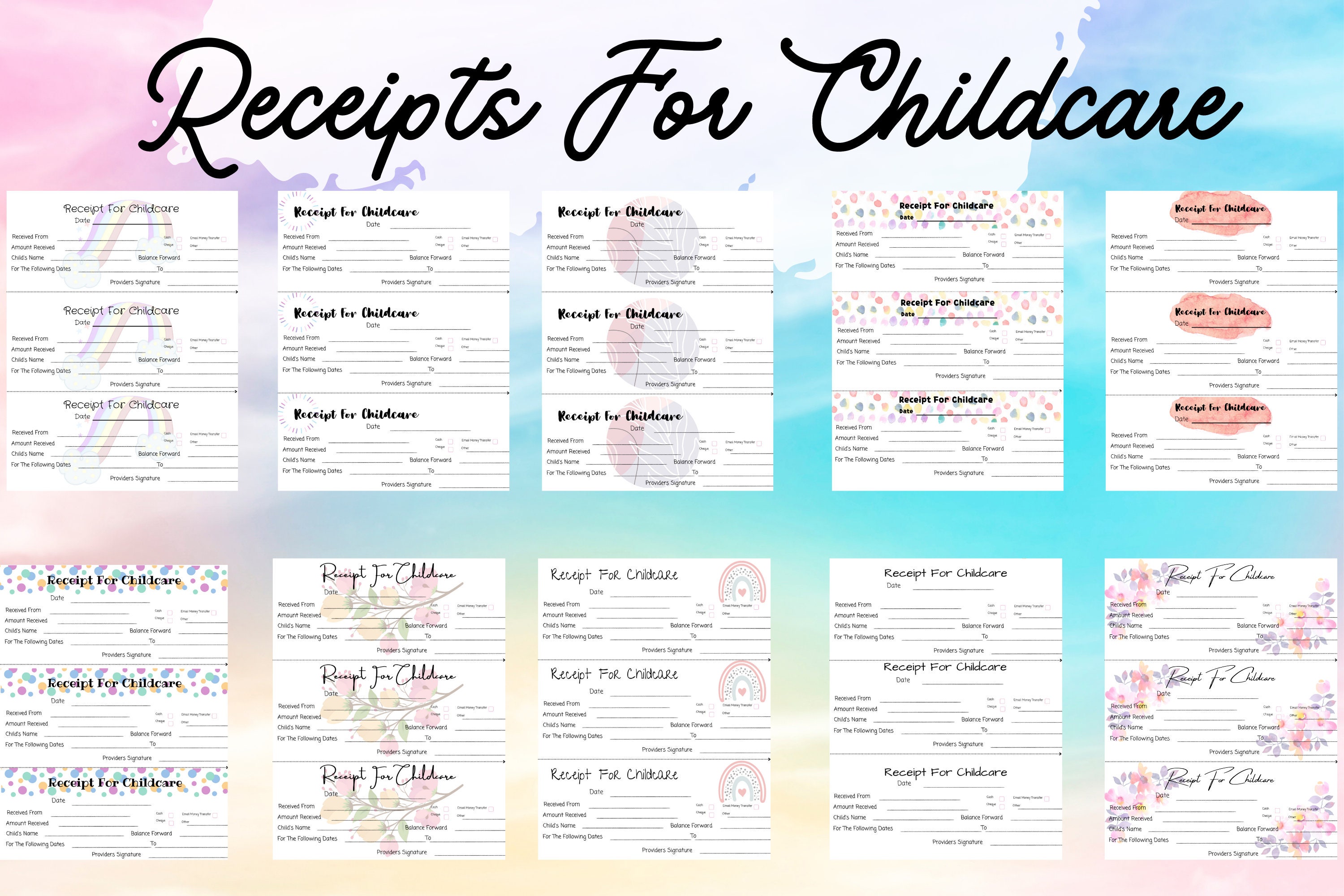 Childcare Receipts Daycare Receipts Daycare Tax Receipts - Etsy