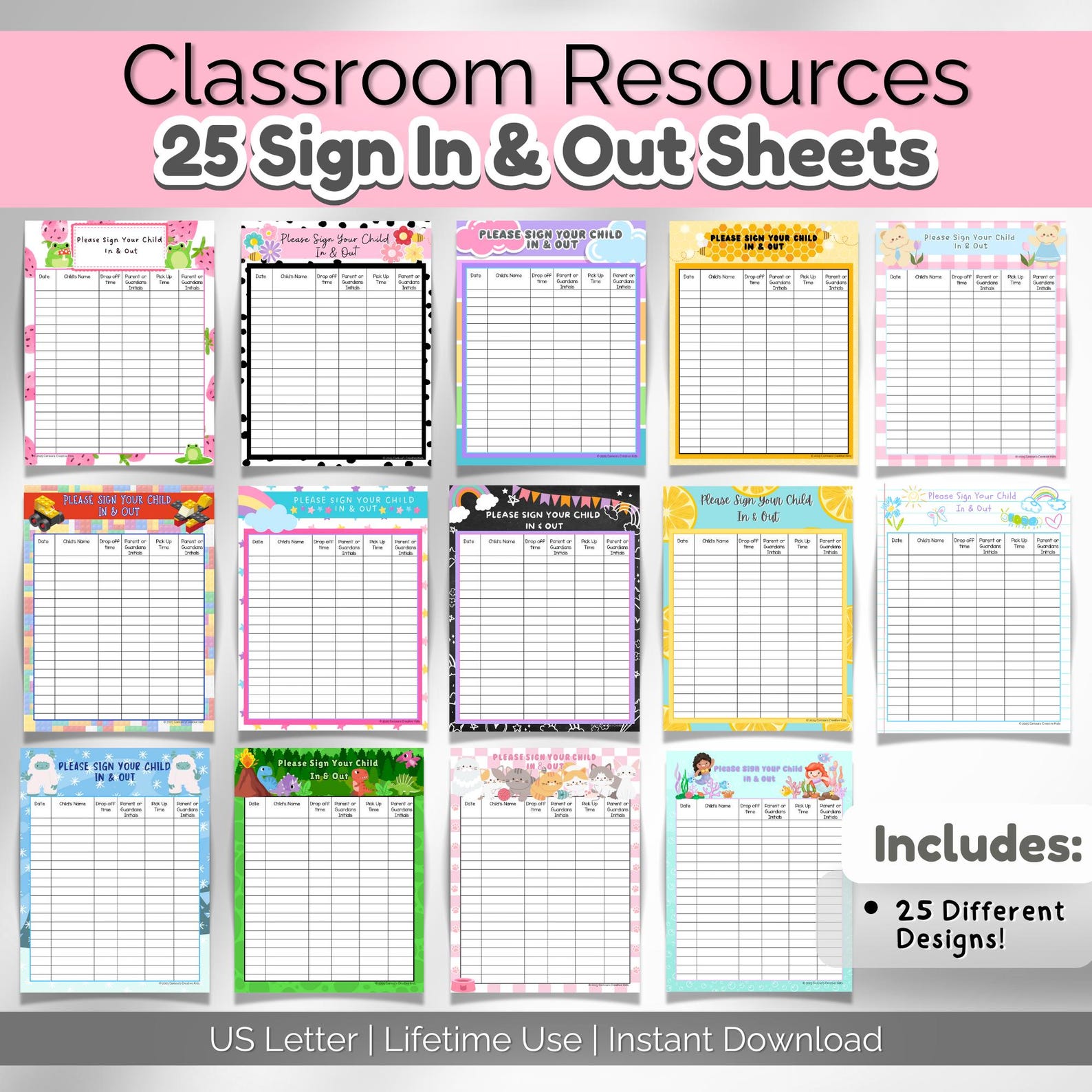25 Printable Sign in and Out Sheets for Childcare | Daycare Sign in ...