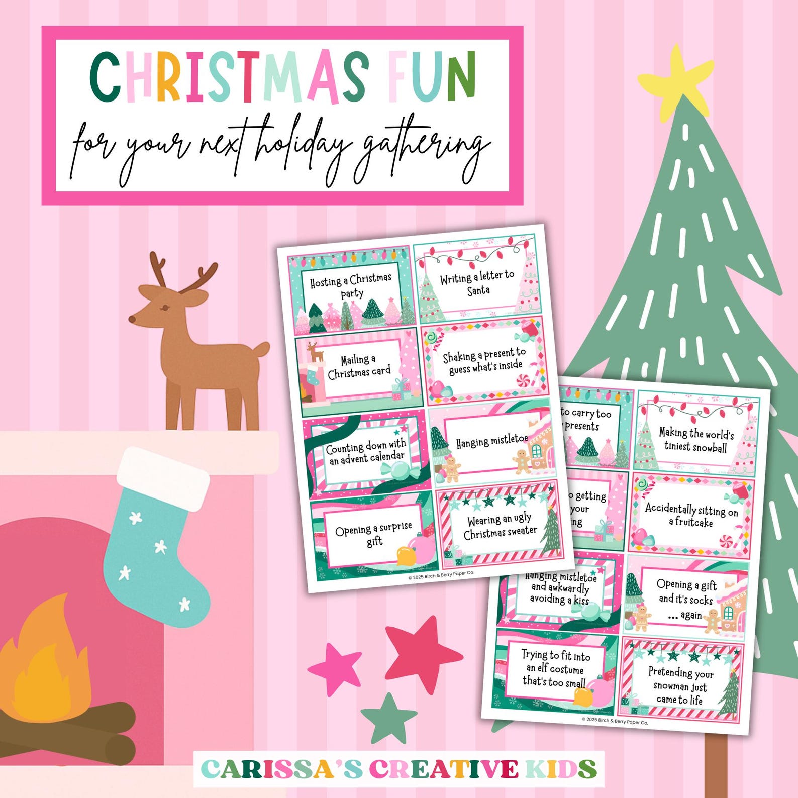 Printable Christmas Charades Game – Holiday Party Game for Classroom ...