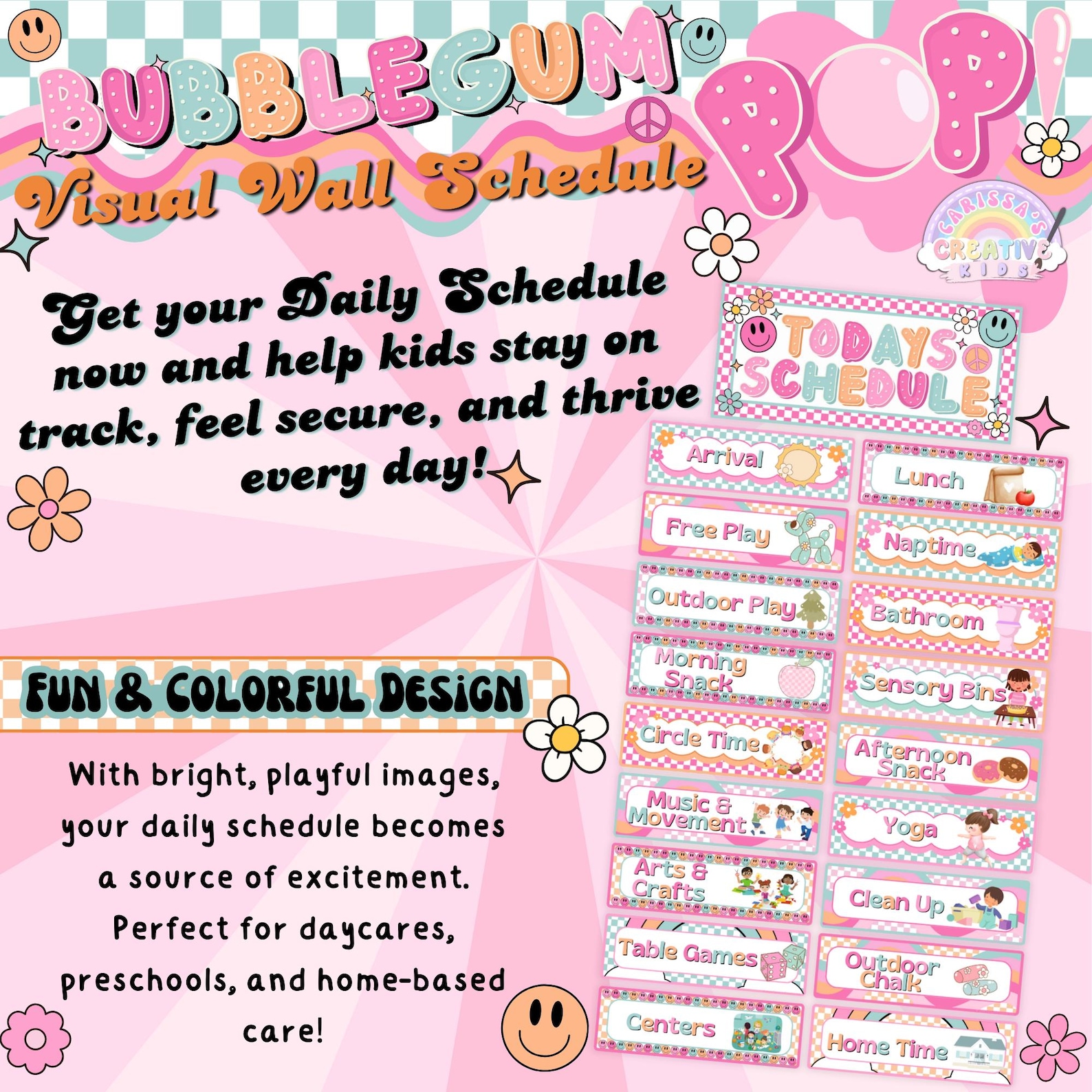 Preschool Classroom Visual Schedule Cards | Editable Template Daycare ...