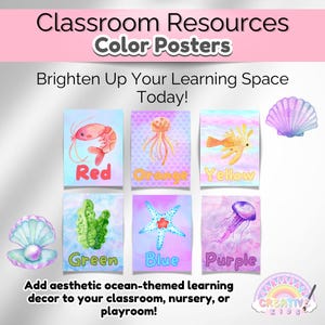 Under the Sea Color Posters Preschool Classroom Decor | Colour Playroom ...