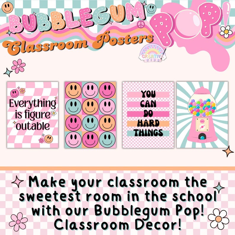Retro Groovy Classroom Decor Posters | Bubblegum Classroom Theme ...
