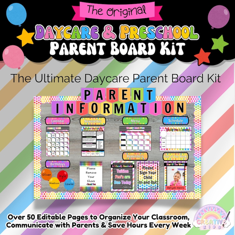Daycare Parent Board Kit | Editable Preschool Bulletin Board ...