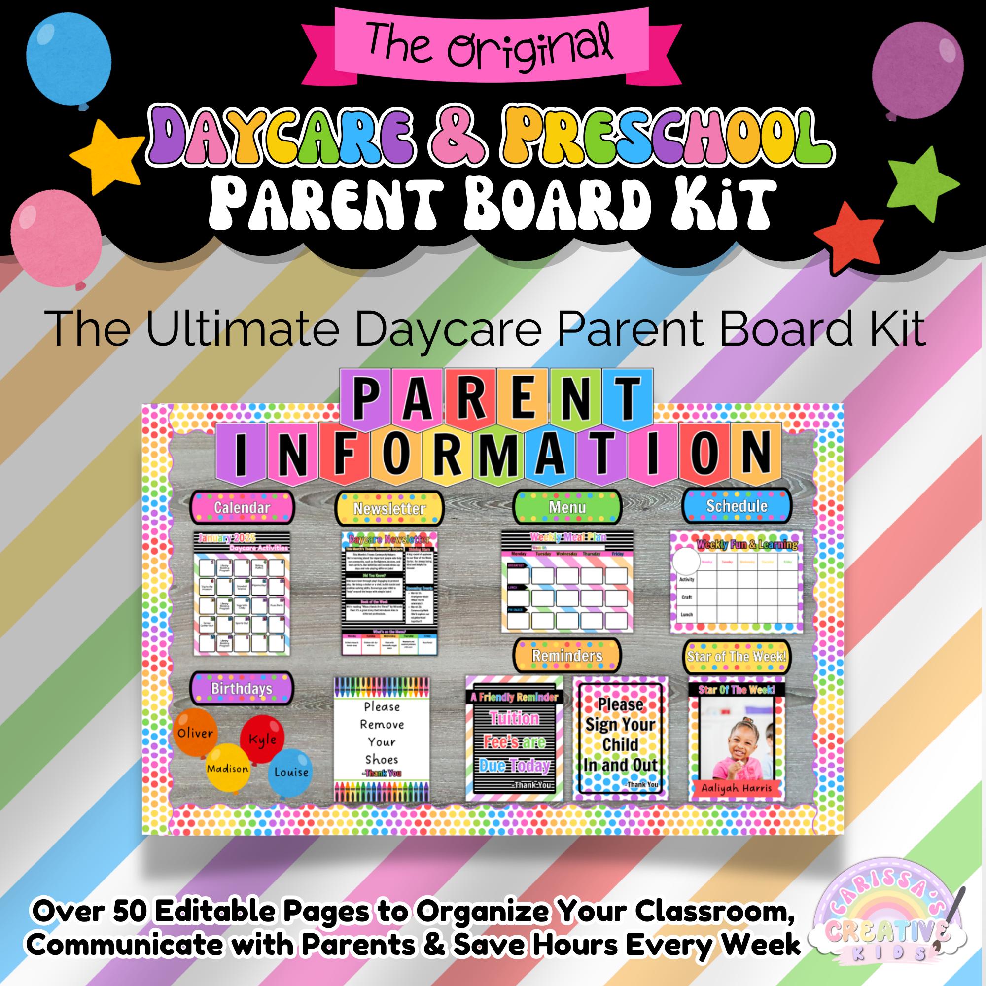 Daycare Parent Board Kit | Editable Preschool Bulletin Board ...