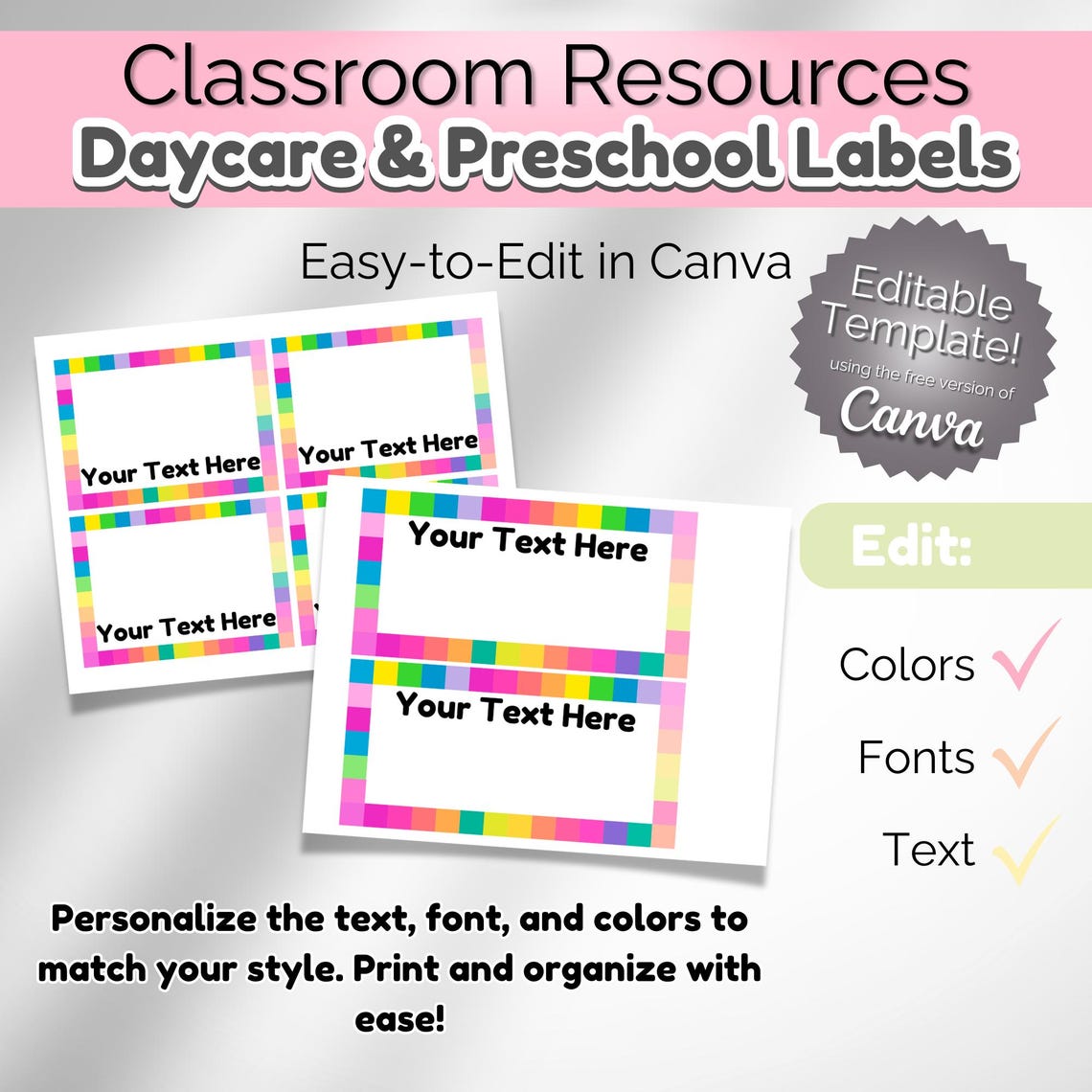 Printable Daycare Organization Labels | Preschool Classroom Labels ...