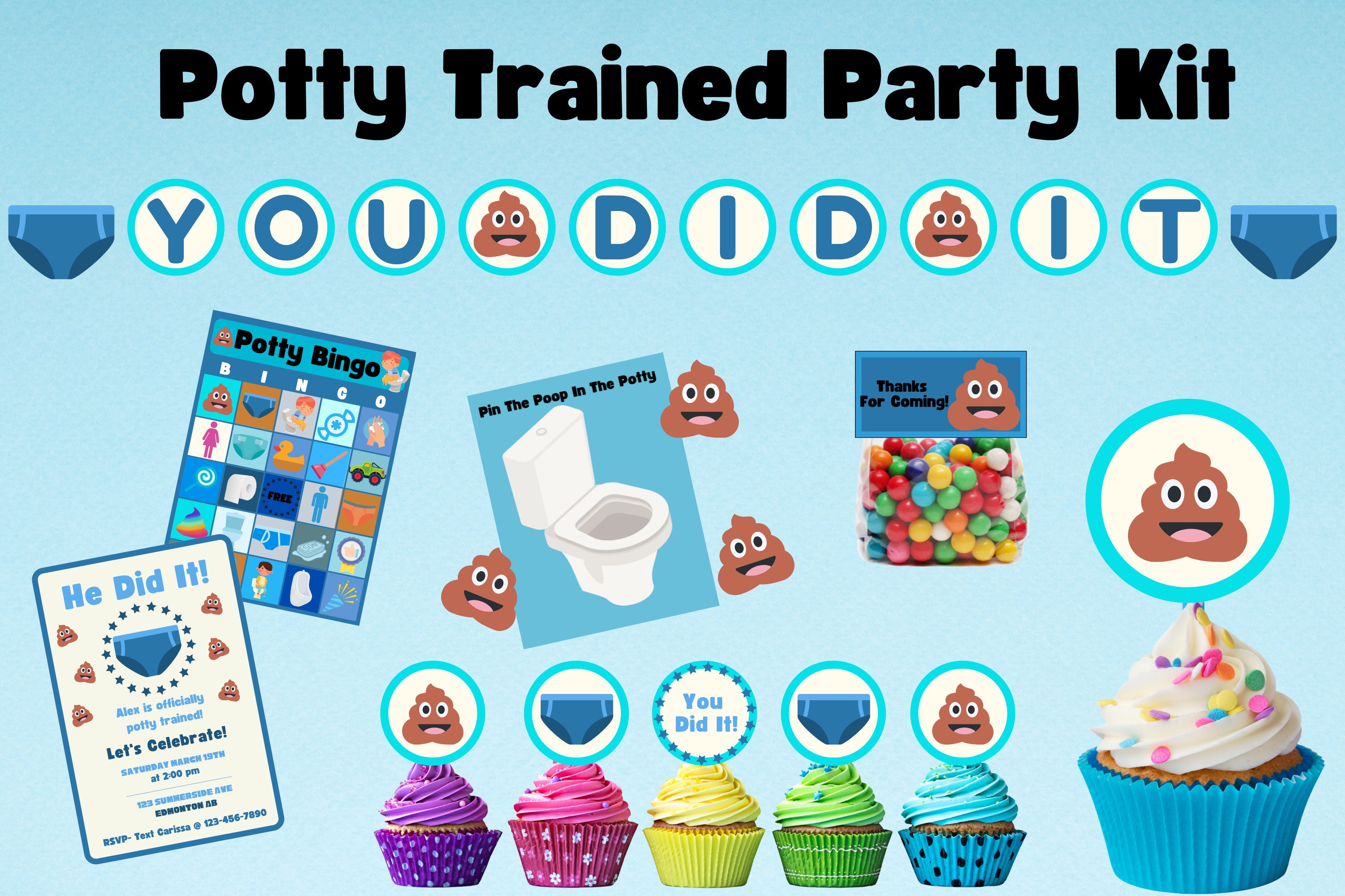 Potty Trained Party Kit | Potty Party | Potty Training Success ...