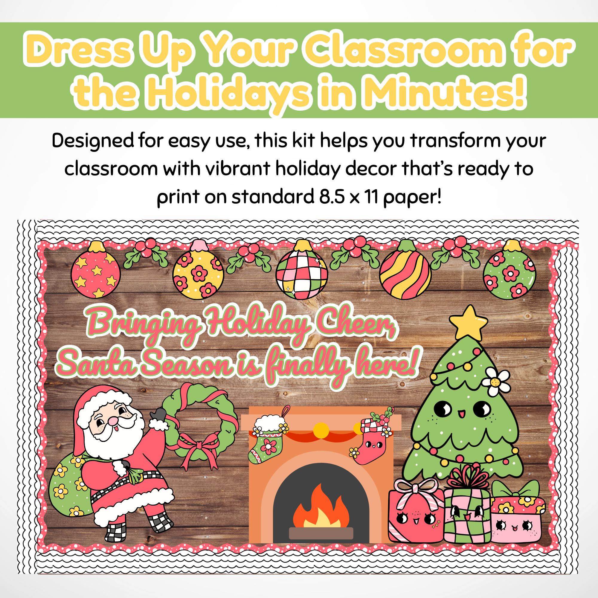 Retro Christmas Bulletin Board Kit! Holiday Classroom Decor for Your ...