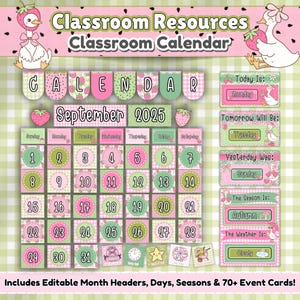 Goose-berry Classroom Calendar Printable, Editable Preschool Calendar ...